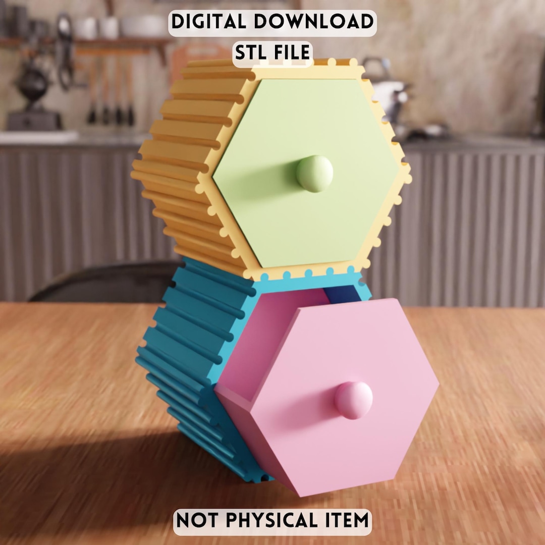 3D Hexagon Drawer STL File - Geometric Modular Decor Organizer (digital ...