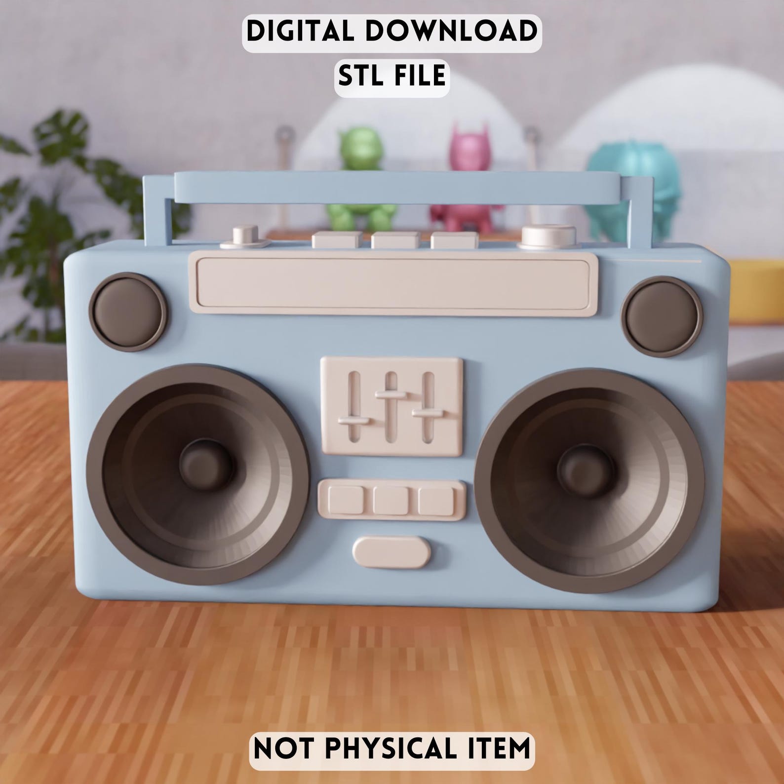 3D Retro Boombox STL File - Vintage Speaker Decor Model (digital ...