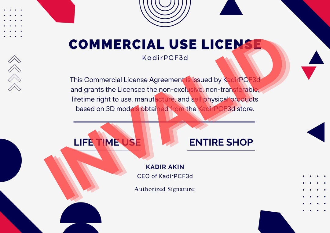 Commercial License – All Kadirpcf3d Designs (PDF) - Etsy