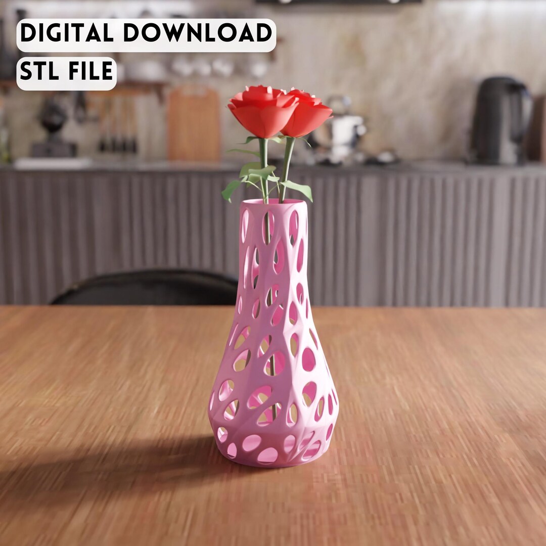 3D Parametric Hollow Vase STL File - Lightweight Organic Sculptural ...