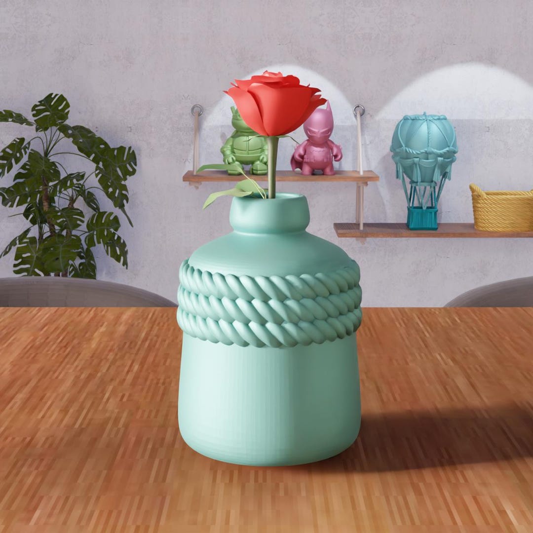 3D Wicker Mesh Vase 2 STL File - Rustic Decorative Pitcher for Plants ...