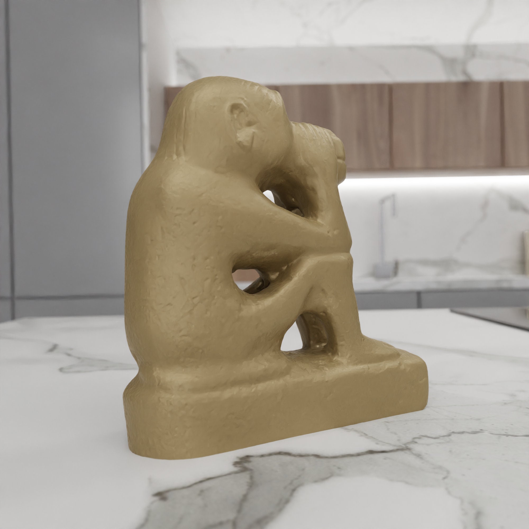 3D Monkey Statue for Decor Home and Living With 3D Stl Files & 3D ...