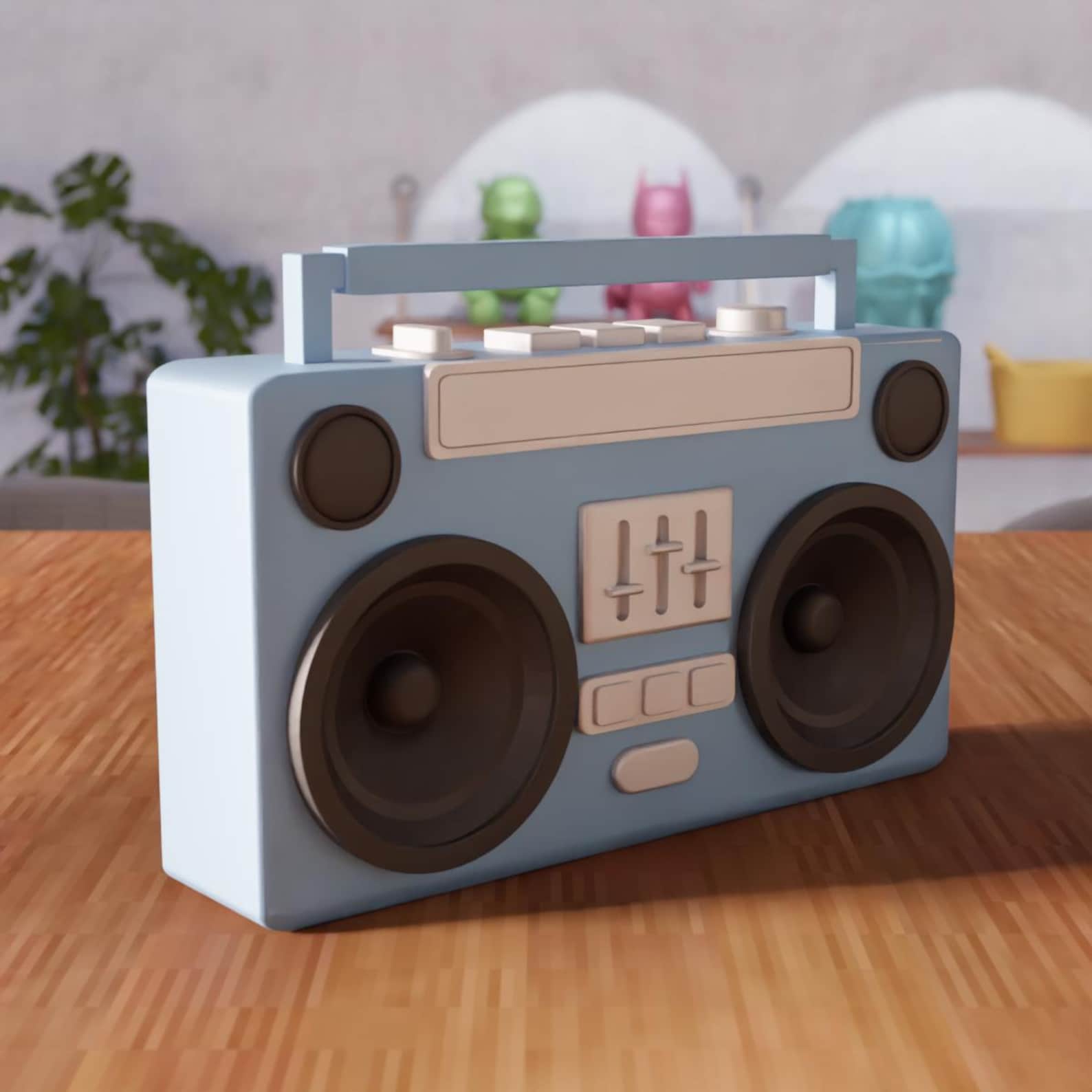 3D Retro Boombox STL File - Vintage Speaker Decor Model (digital ...