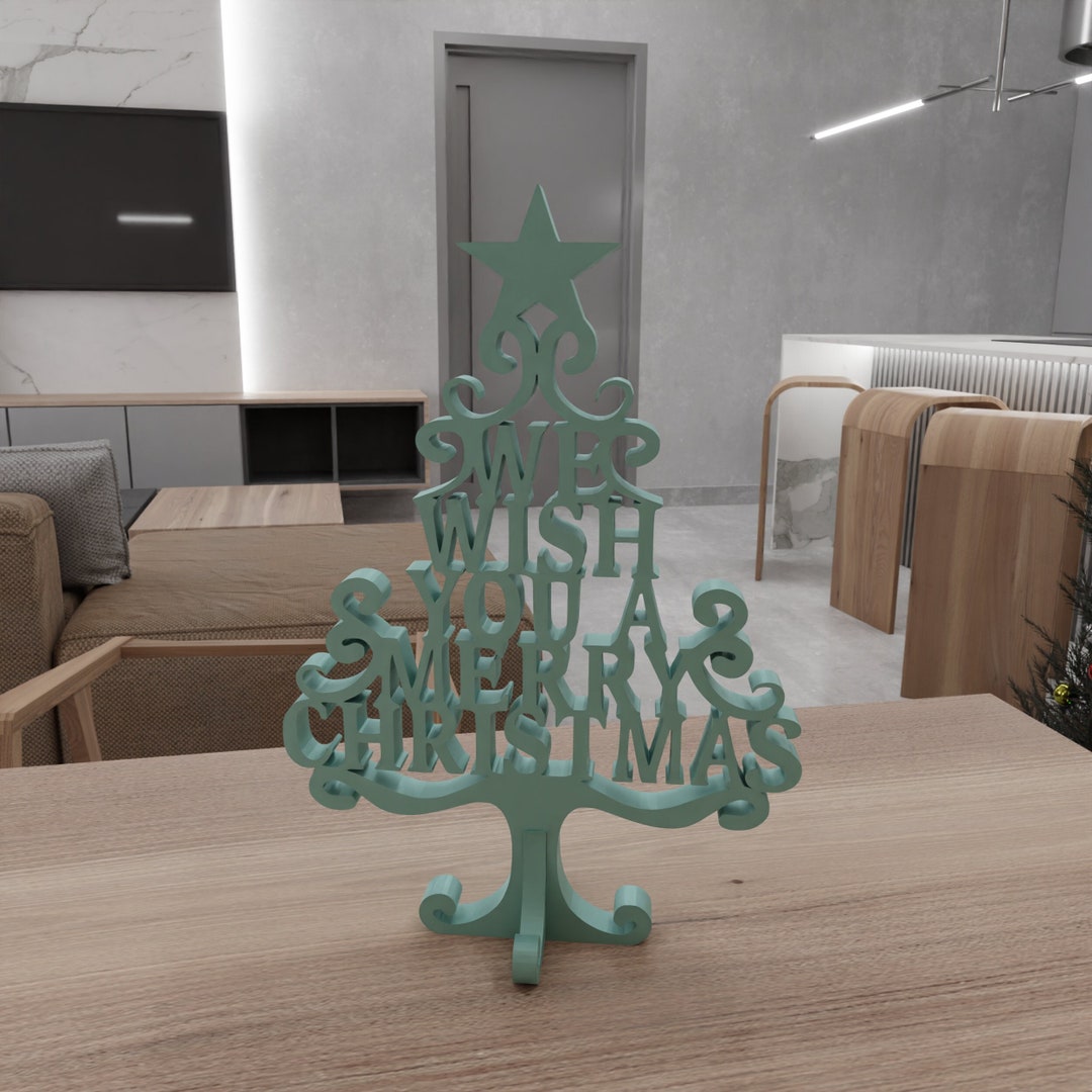 3D We Wish You A Merry Christmas Tree Decor With 3D Stl Files ...