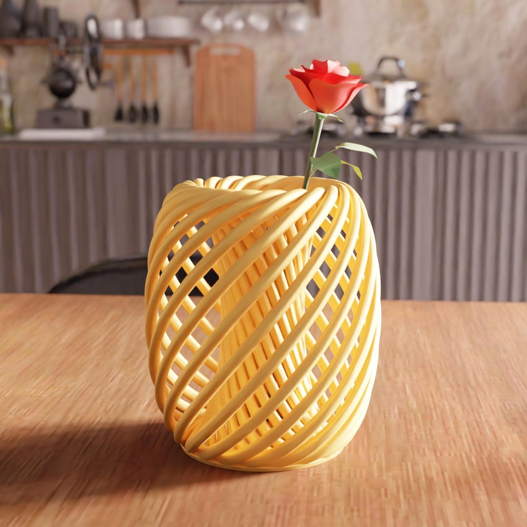 3D Helix Flower Vase STL File - Geometric Home Decor, Spiral Vase ...