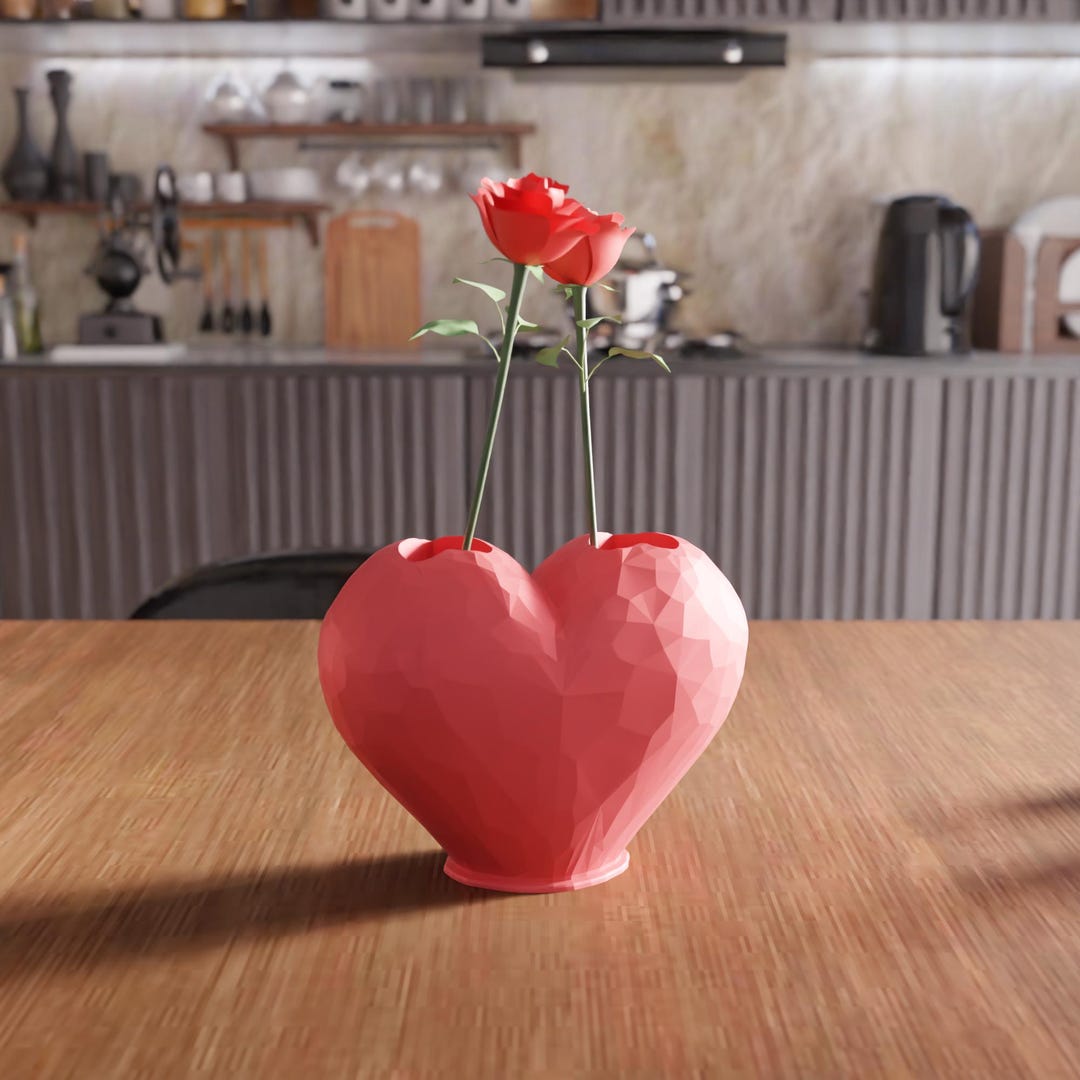 3D Heart Shaped Flower Vase V1 STL File - Valentine Heart, Heart Art ...