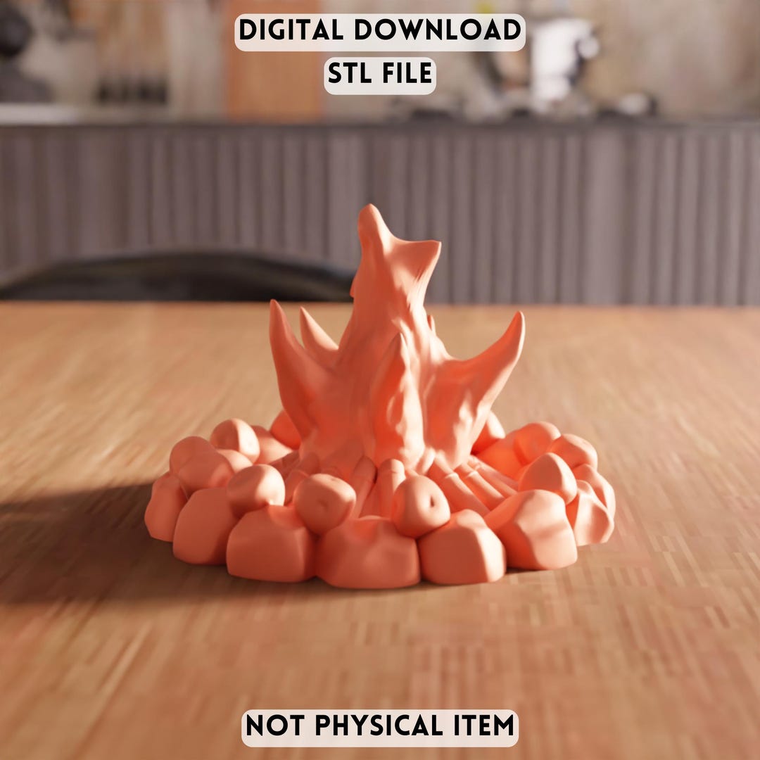 3D Campfire Decorative Figure STL File - Modern Fire Sculpture Decor ...