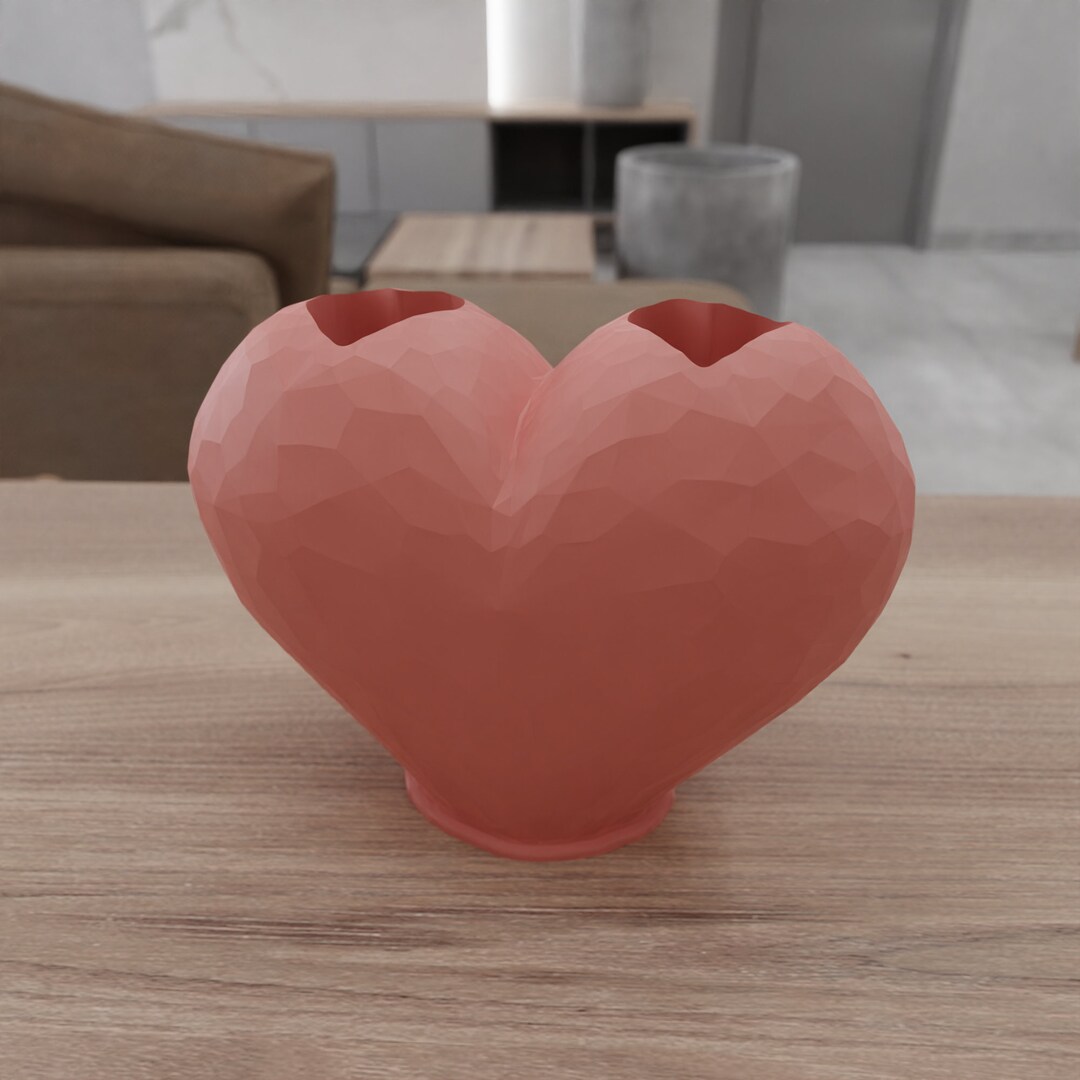 3D Heart Shaped Flower Vase Valentines Gifts for Couple With Stl File ...