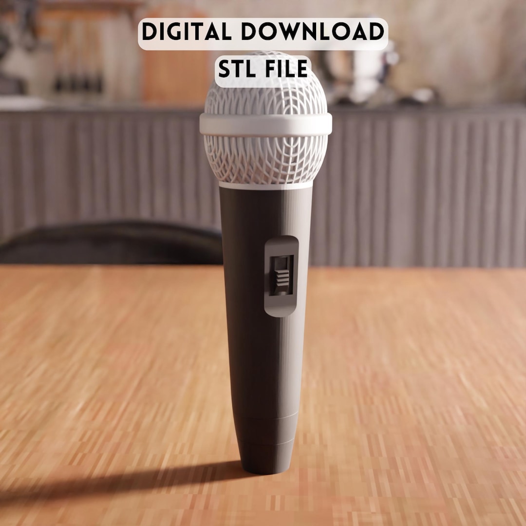3D Microphone STL File - Desk Decor Model for Music Lovers Display ...