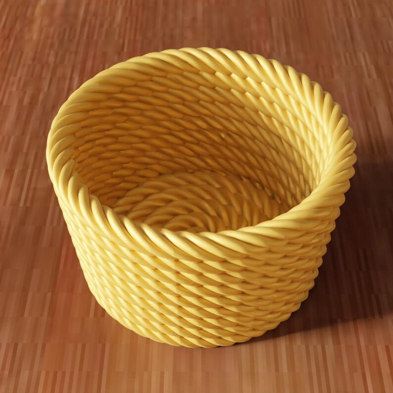 3D Woven Basket V1 STL File - Modern Rope Style Storage Home Decor ...