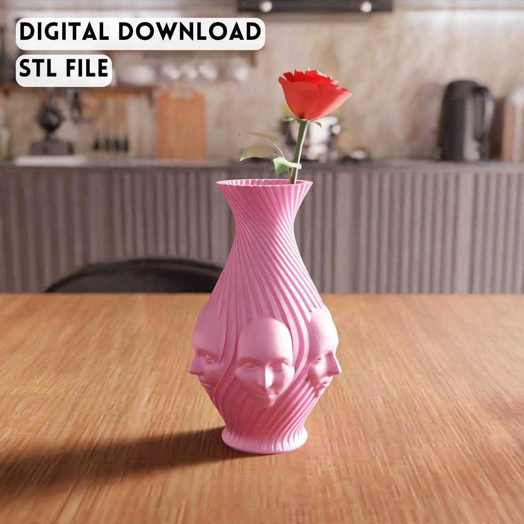 3D Multi Face Vase STL File - Unique Sculpted Decor Vase Design ...
