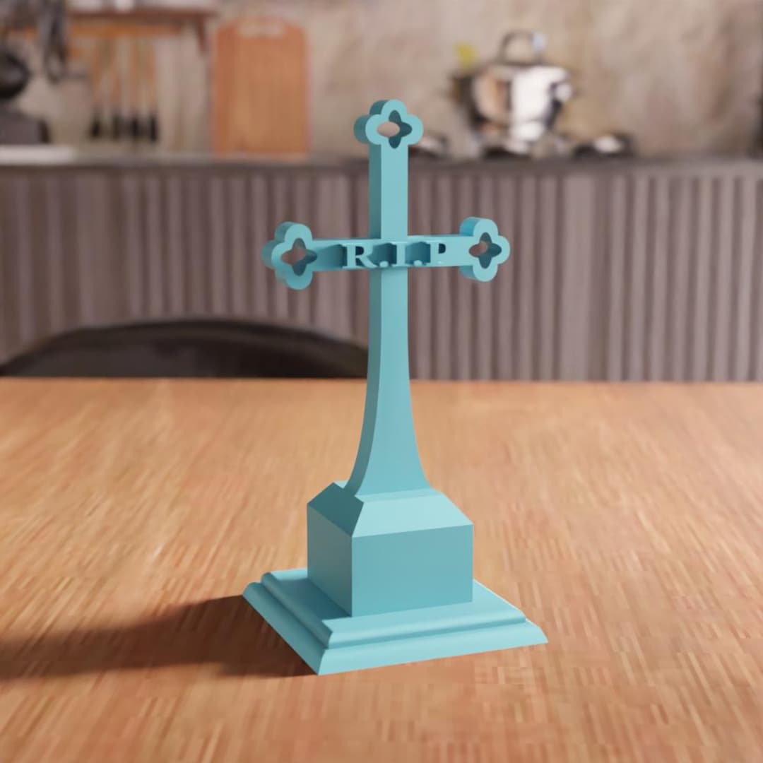 3D Cross Sign and RIP Decor STL File - Christian Grave Art, Religious ...