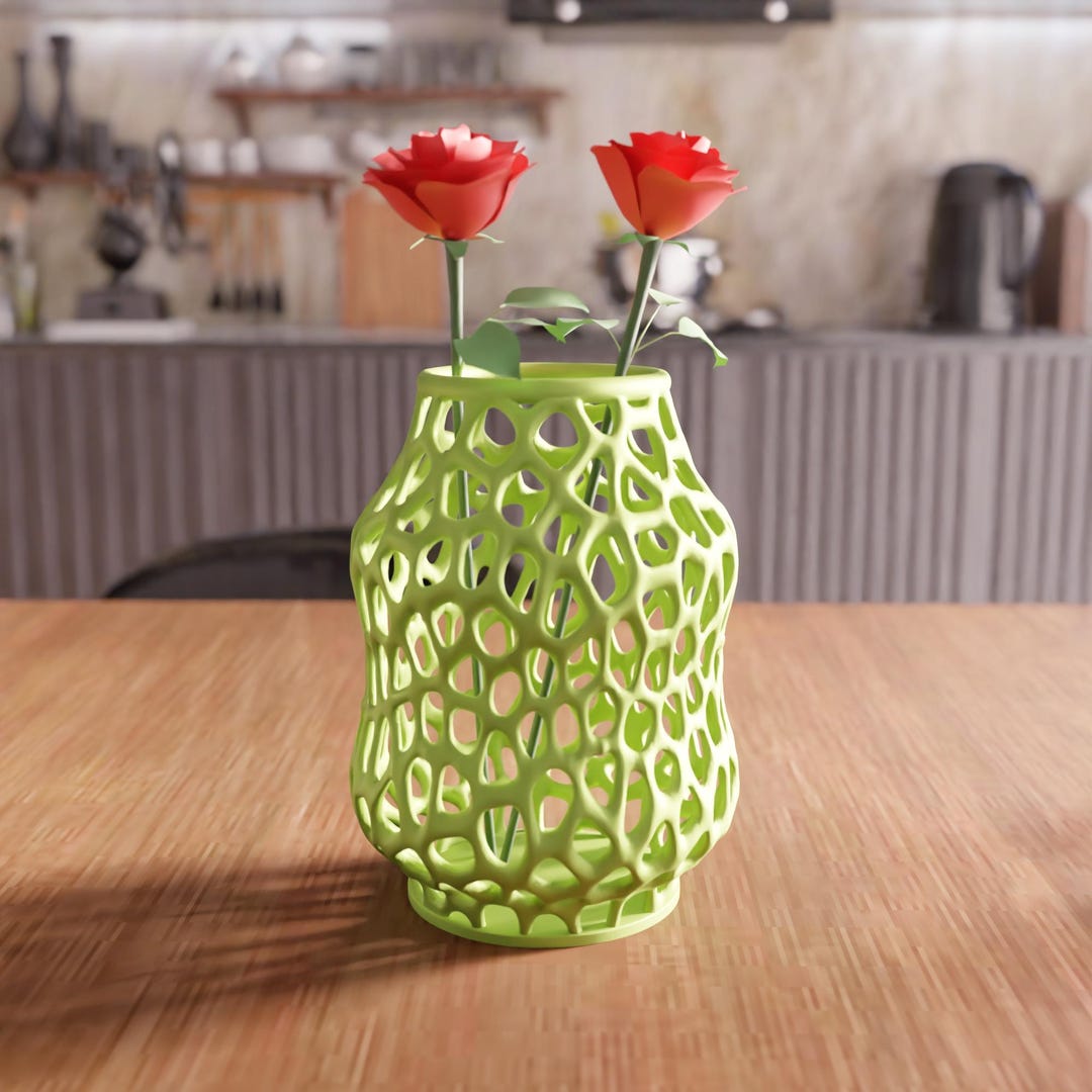 3D Futuristic Wireframe Vase STL File - Modern Flower Vase for Home ...