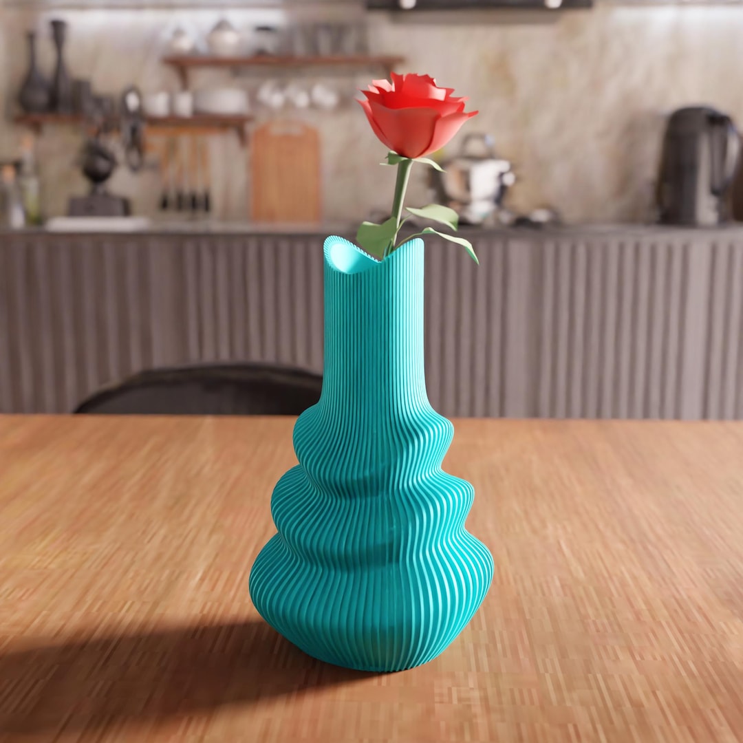Futuristic 3D Printable Vase STL File – Modern Art Deco Decor (digital ...