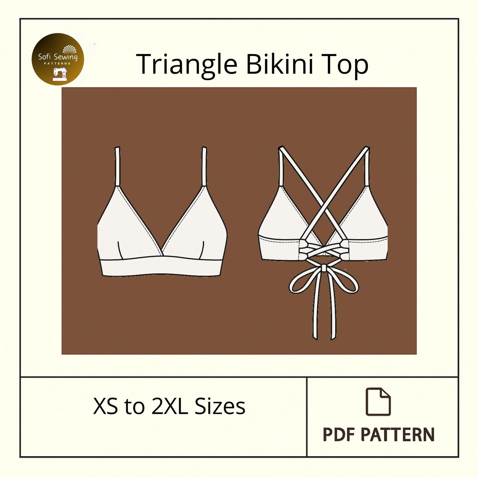 Triangle Bikini Top Sewing Pattern XS-2XL | Beginner Friendly | Pdf A4 ...