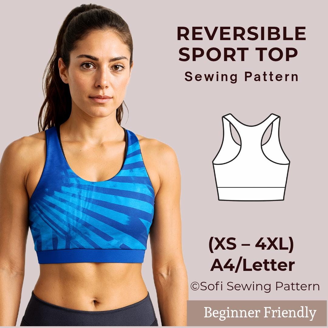 Crop Top Sewing Pattern | Loose Fit Sports Bra XS–4XL | Beginner ...