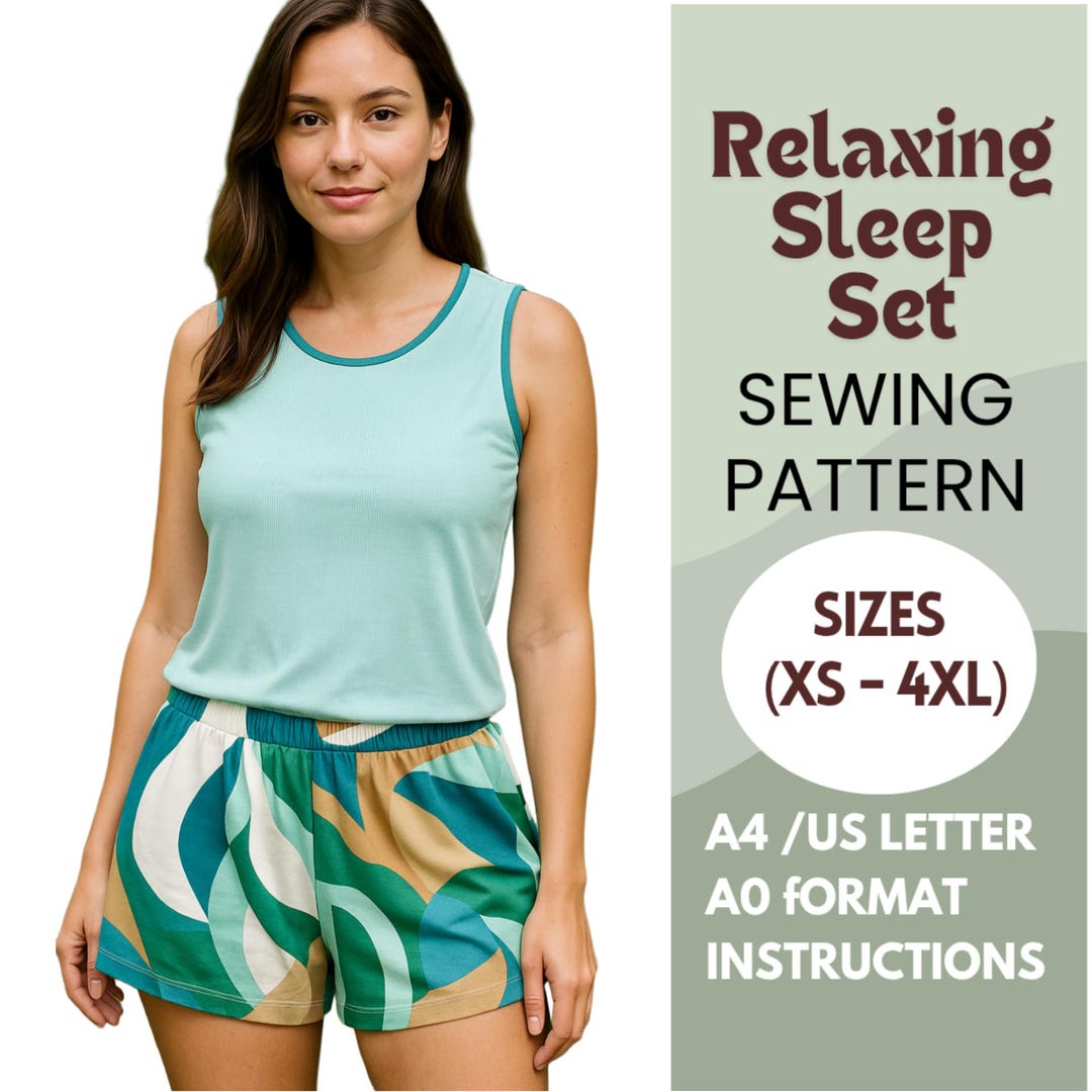 Pajama Sewing Pattern – Tank Top and Shorts Set – PDF Sleepwear Pattern ...