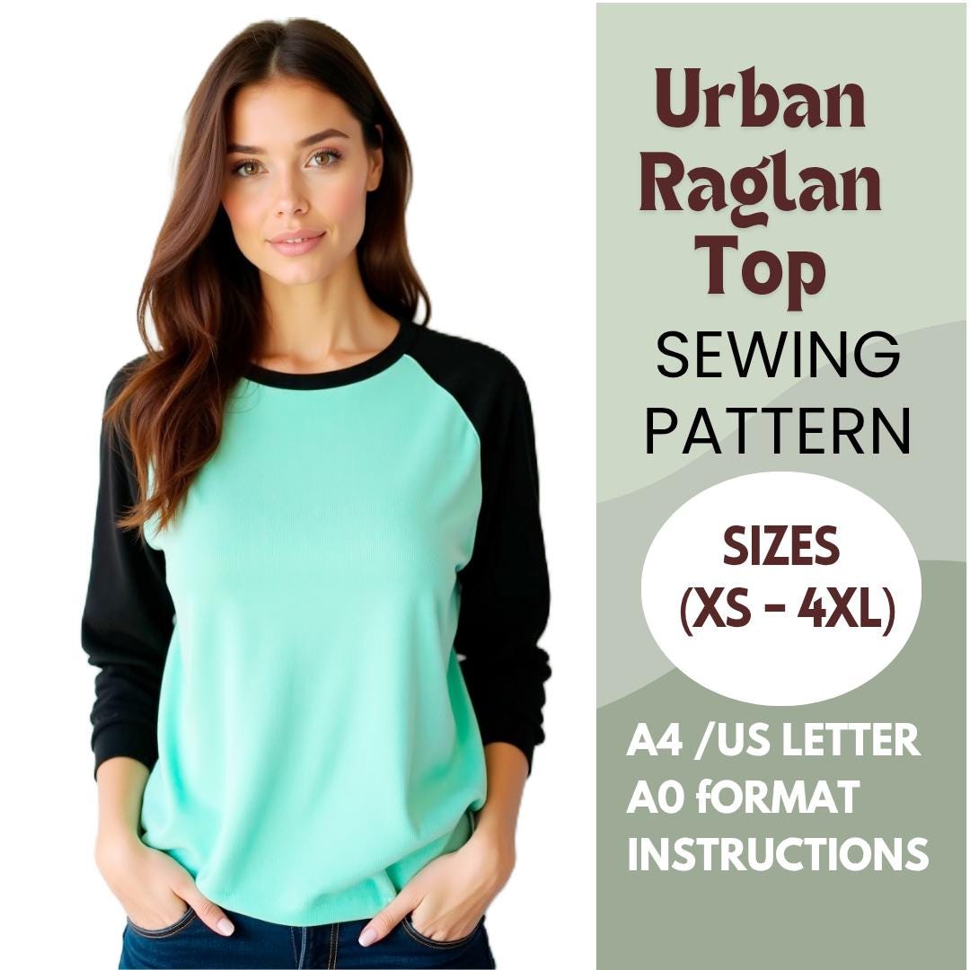 Raglan Sleeve Top Sewing Pattern – PDF Pullover Shirt Pattern for Women ...