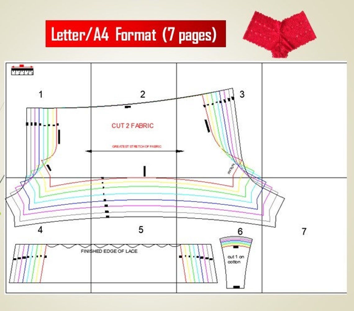 Set Lingerie Sewing Pattern / Lace Top Pattern / Lace Boyshort Sewing ...