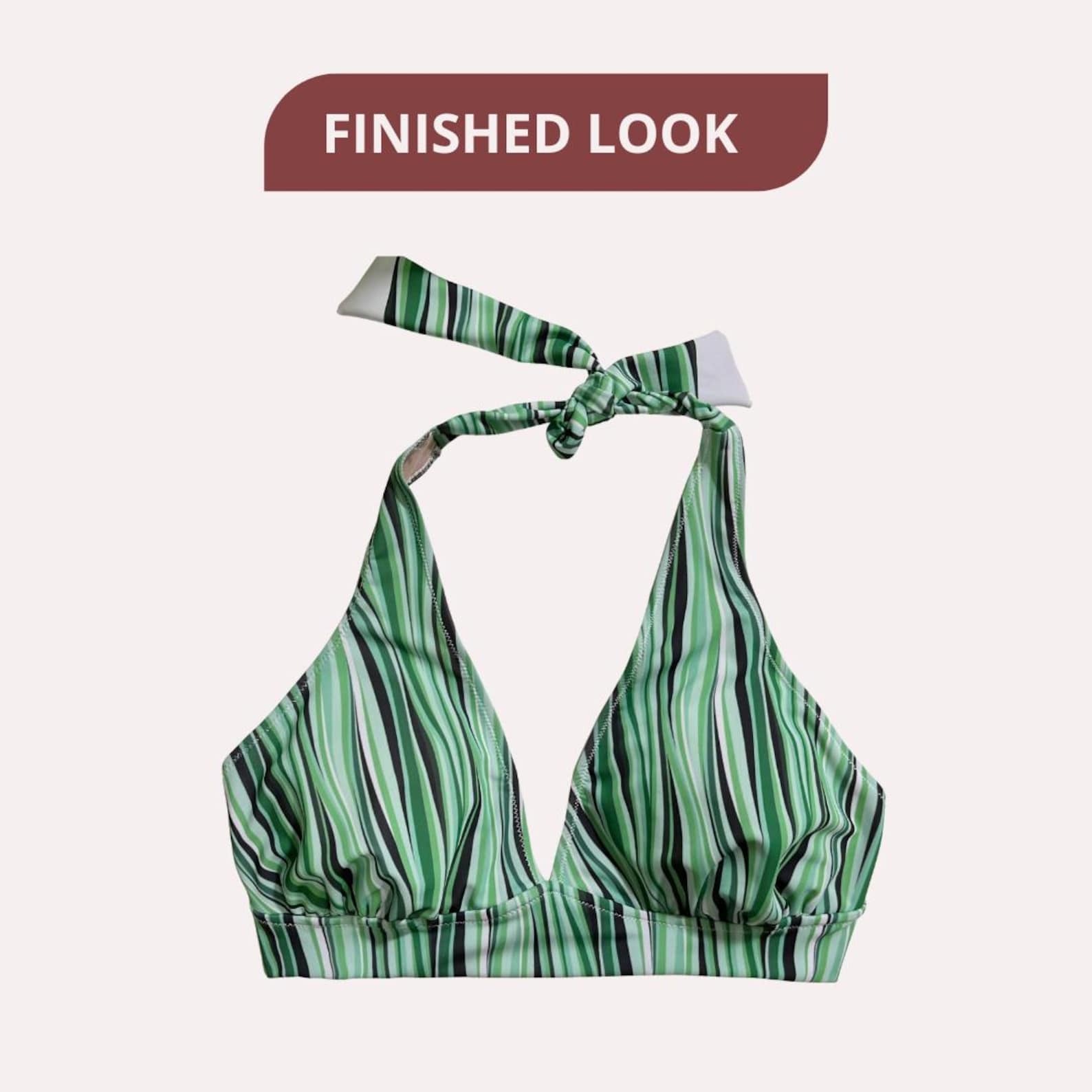 Halter Bikini Top Sewing Pattern PDF, Ruched Triangle Swim Top, DIY ...