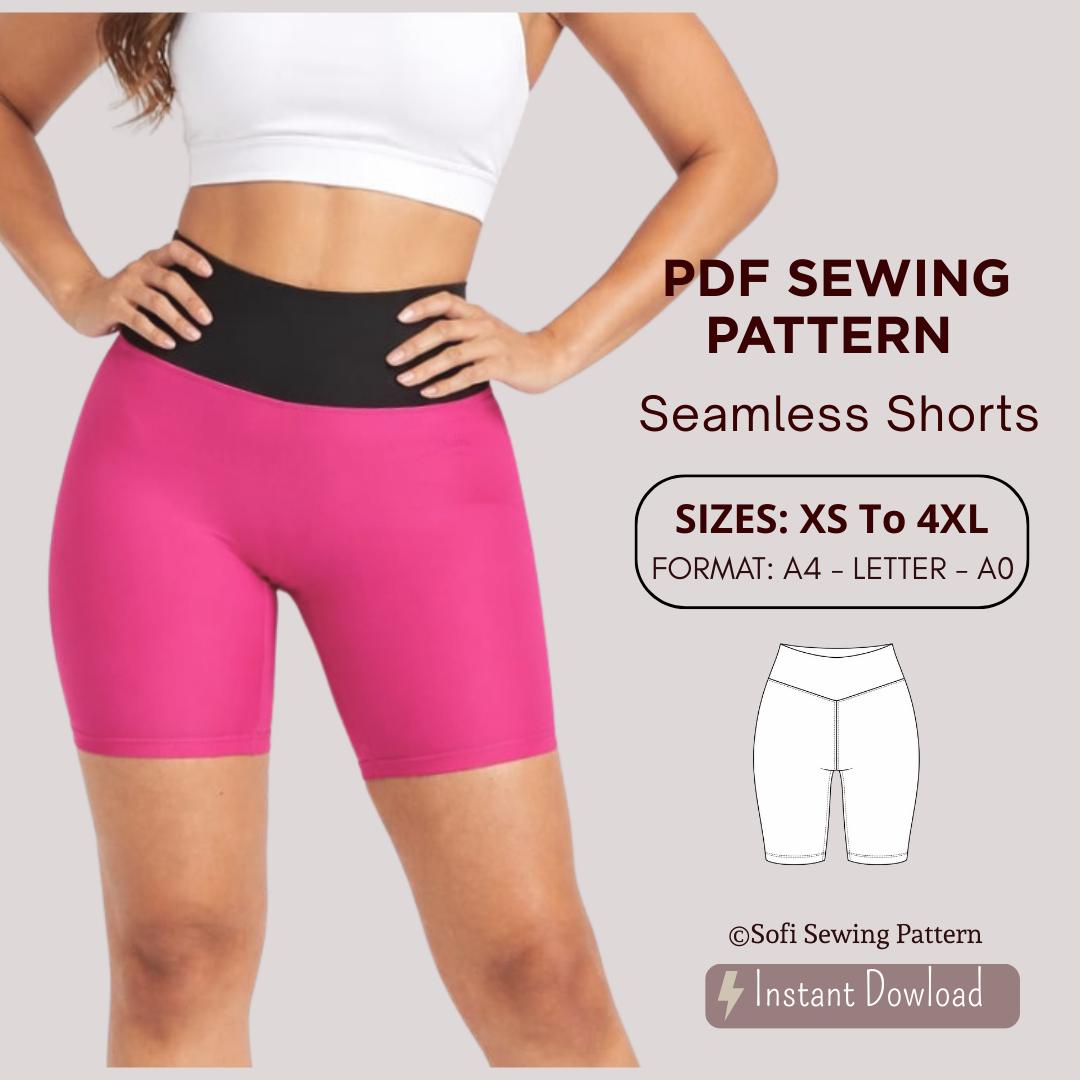 Biker Shorts Sewing Pattern PDF, Mid Thigh Workout Shorts With Gusset ...