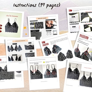 Sexy Lace Lingerie Set Sewing Pattern Lace Top and Satin Shorts Sizes ...