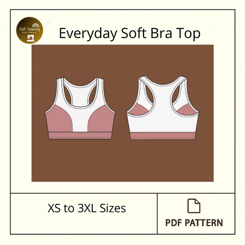 Soft Bra Sewing Pattern | Loungewear Bra Top PDF | Comfortable Soft Bra ...