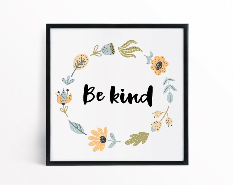 Printable Be Kind Flower Wall Art Wall Decor - Etsy