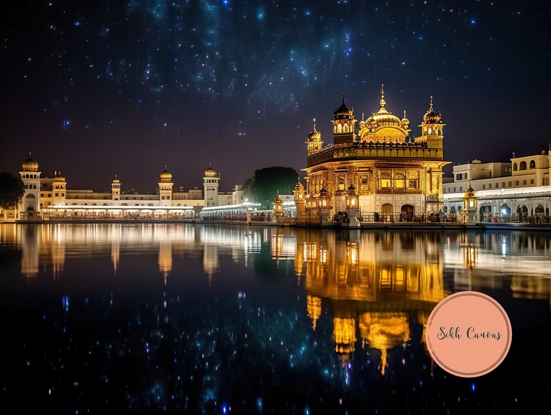 Golden Temple Portrait With Background of Stars and Bright Golden ...