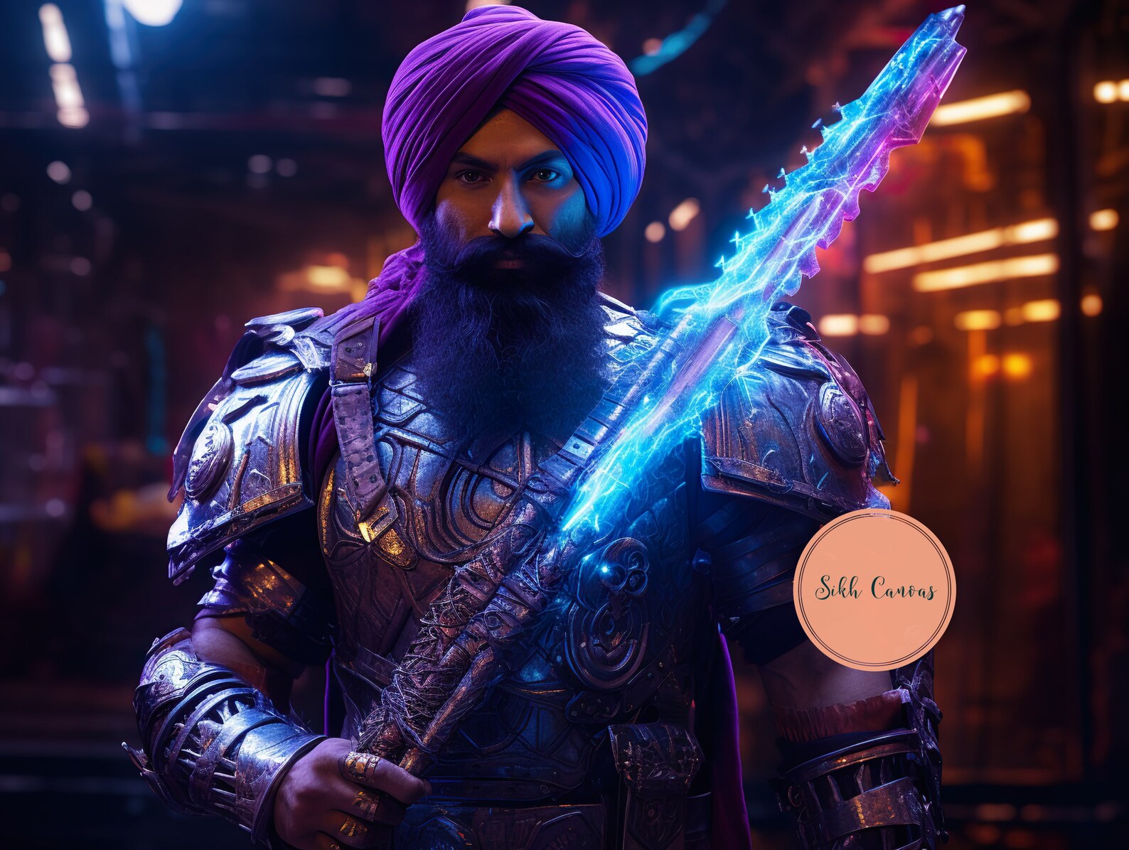 Sikh Wall Decor Sikh Fantasy Warrior Painting Art Sikhism Wall Art Sikh ...