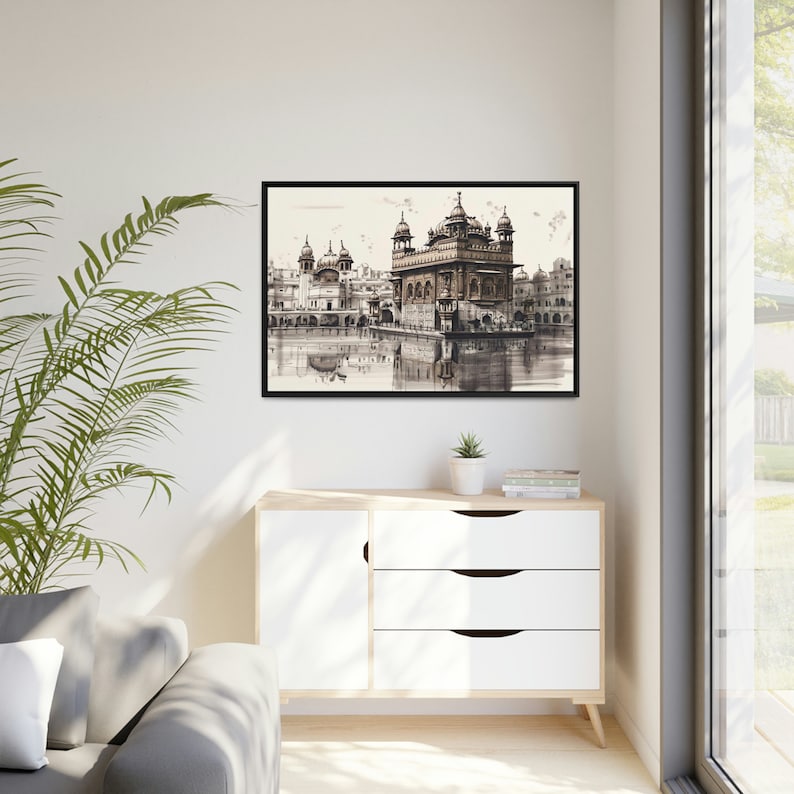 Golden Temple Pencil Sketch Framed Picture | Harmandir Sahib | Sikh Art ...