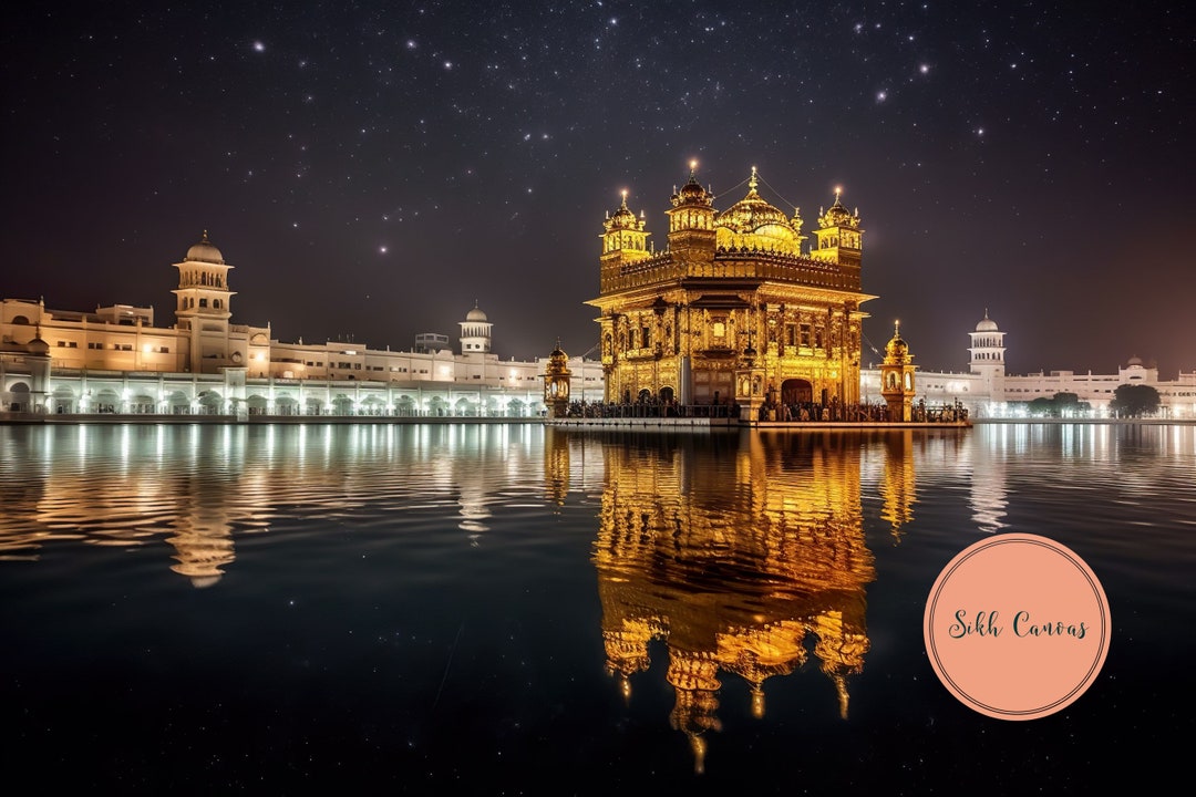 Golden Temple Portrait With Background of Stars and Bright Golden ...