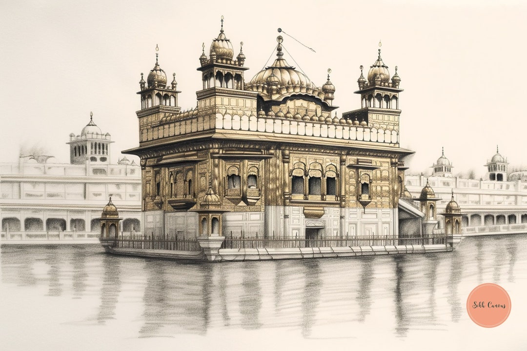 Sikh Digital Art Golden Temple Pencil Sketch Sikh Wall Decor Sikh ...