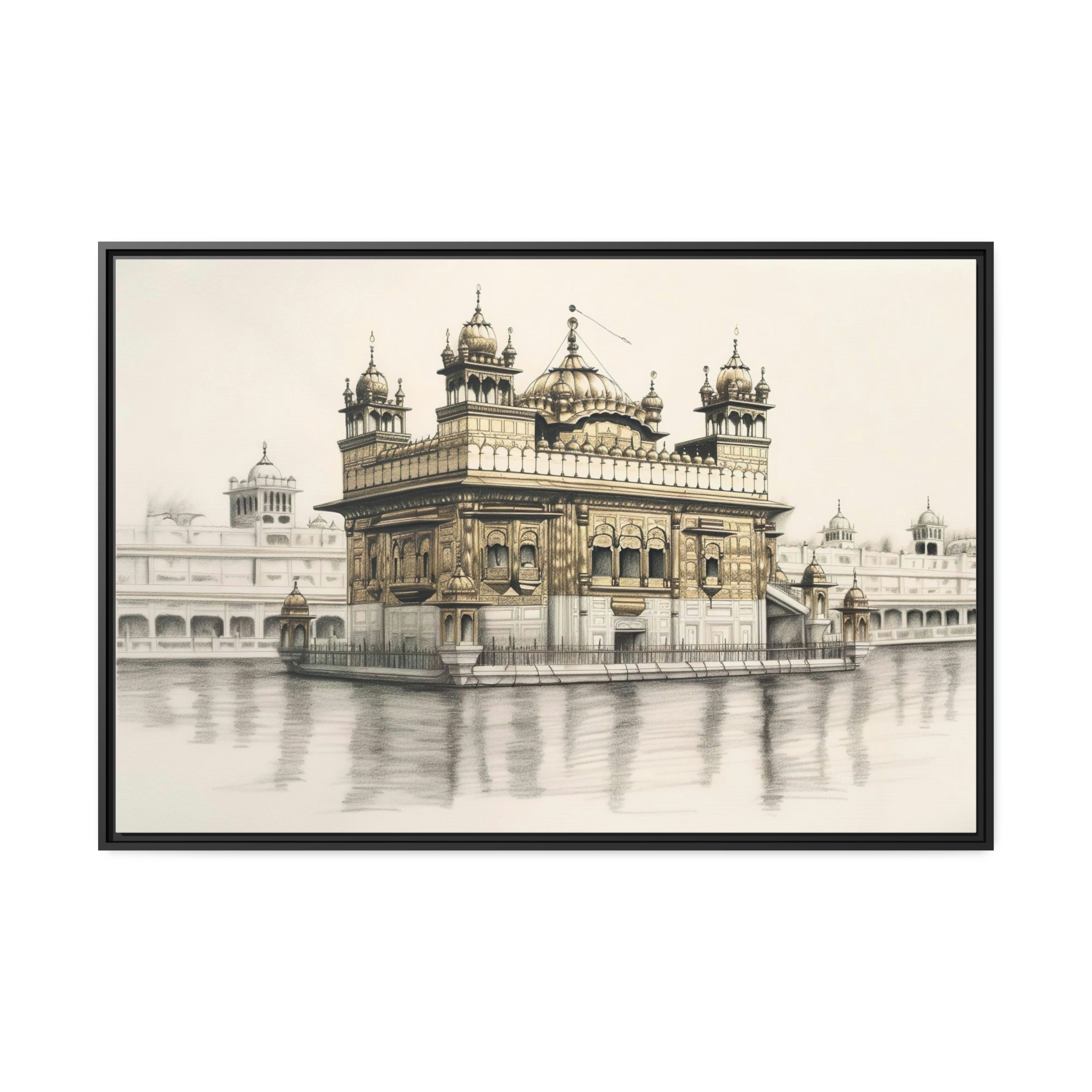 Golden Temple Pencil Sketch Framed Picture | Harmandir Sahib | Sikh Art ...