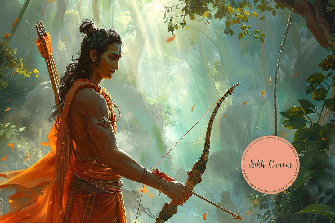 Hindu Digital Art Lord Rama Kangra Paint Style Jai Shri Ram Hindu Deity ...