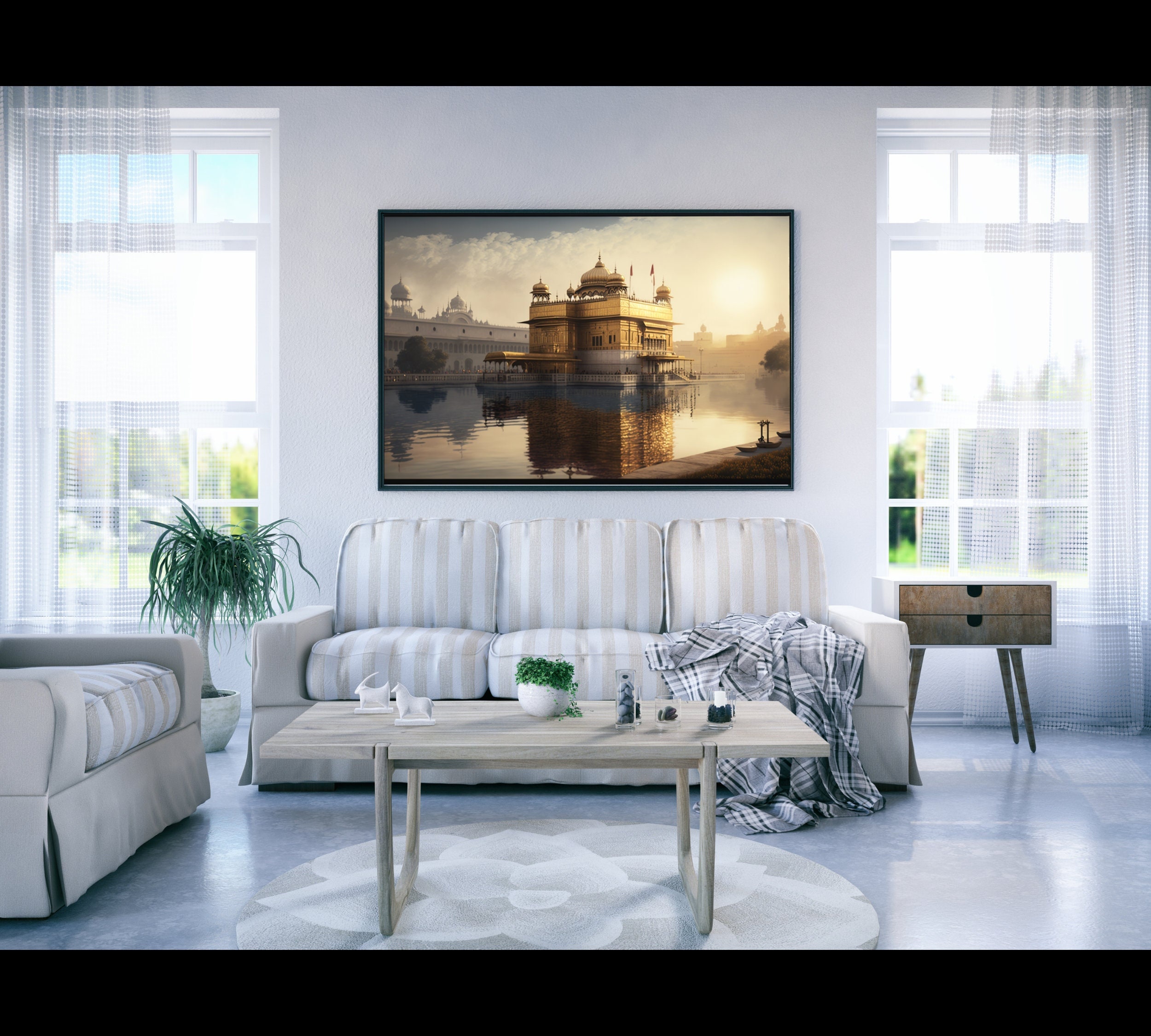 Shining Golden Temple Sri Harmandir Sahib Framed Canvas Fantasy Sikh ...