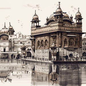 Golden Temple Pencil Sketch Framed Picture | Harmandir Sahib | Sikh Art ...