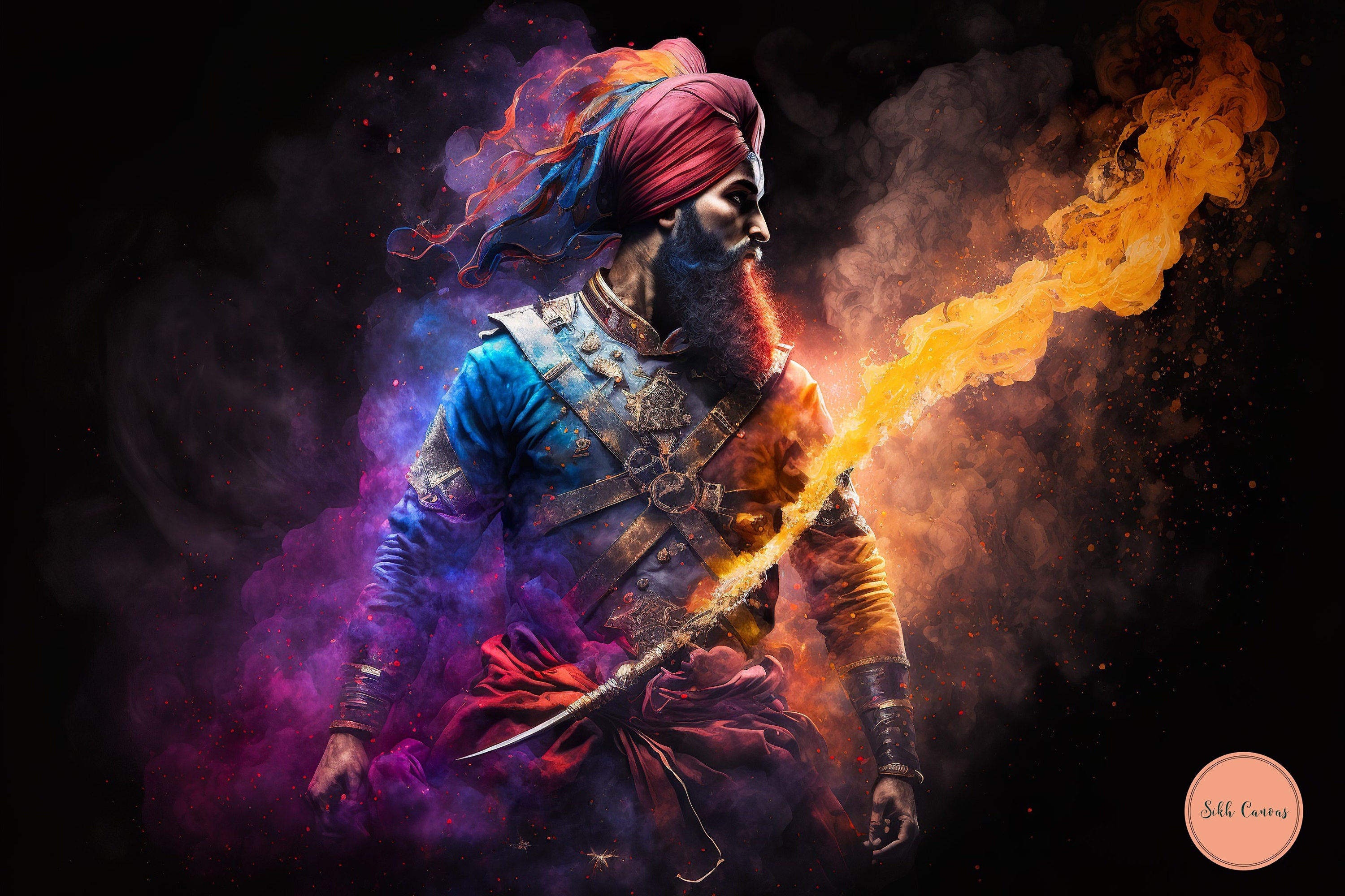 Sikh Wall Decor Sikh Fantasy Painting Art Sikhism Wall Art Sikh Designs ...