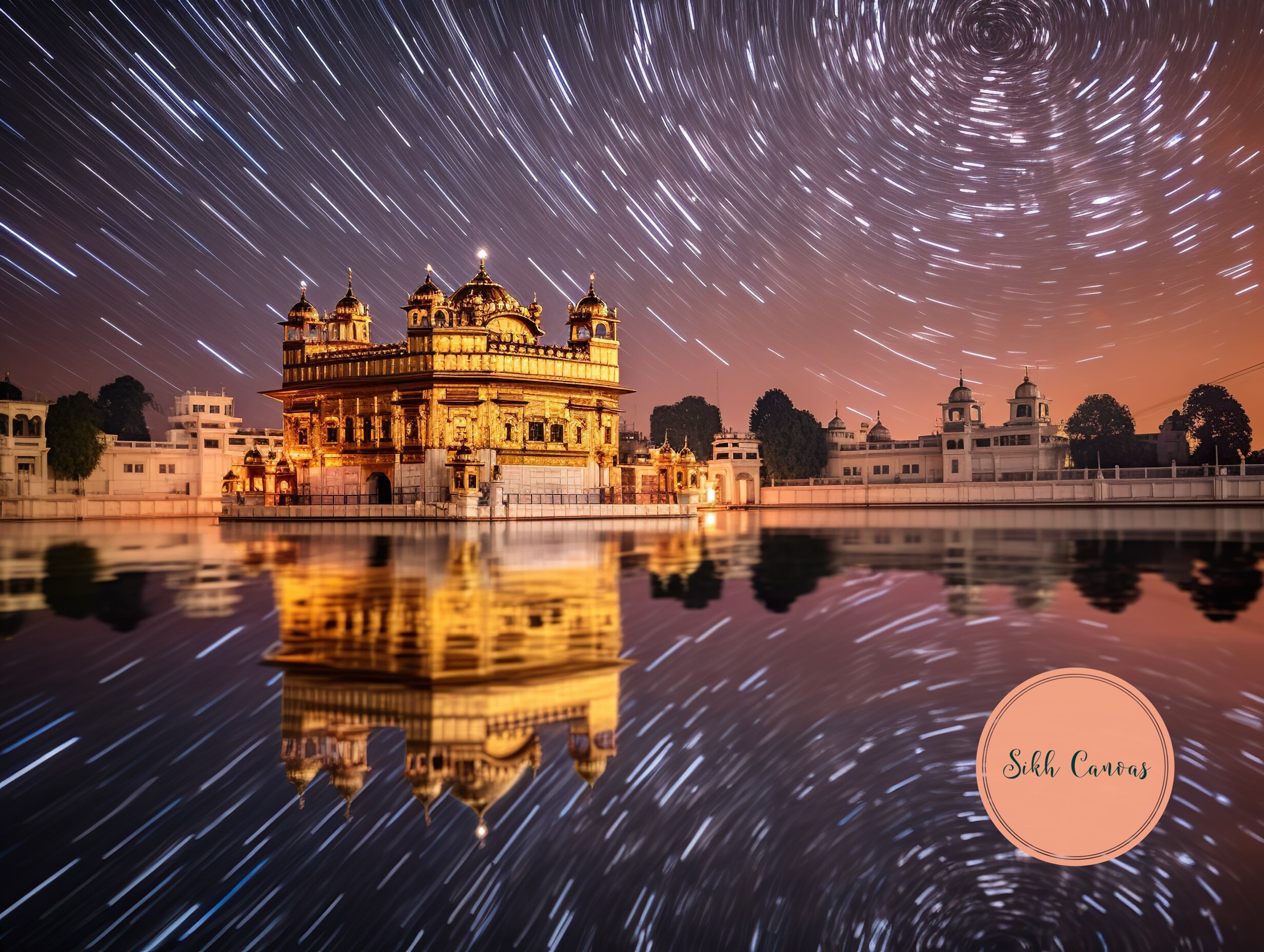 Golden Temple Portrait With Background of Stars and Shooting Galaxies ...
