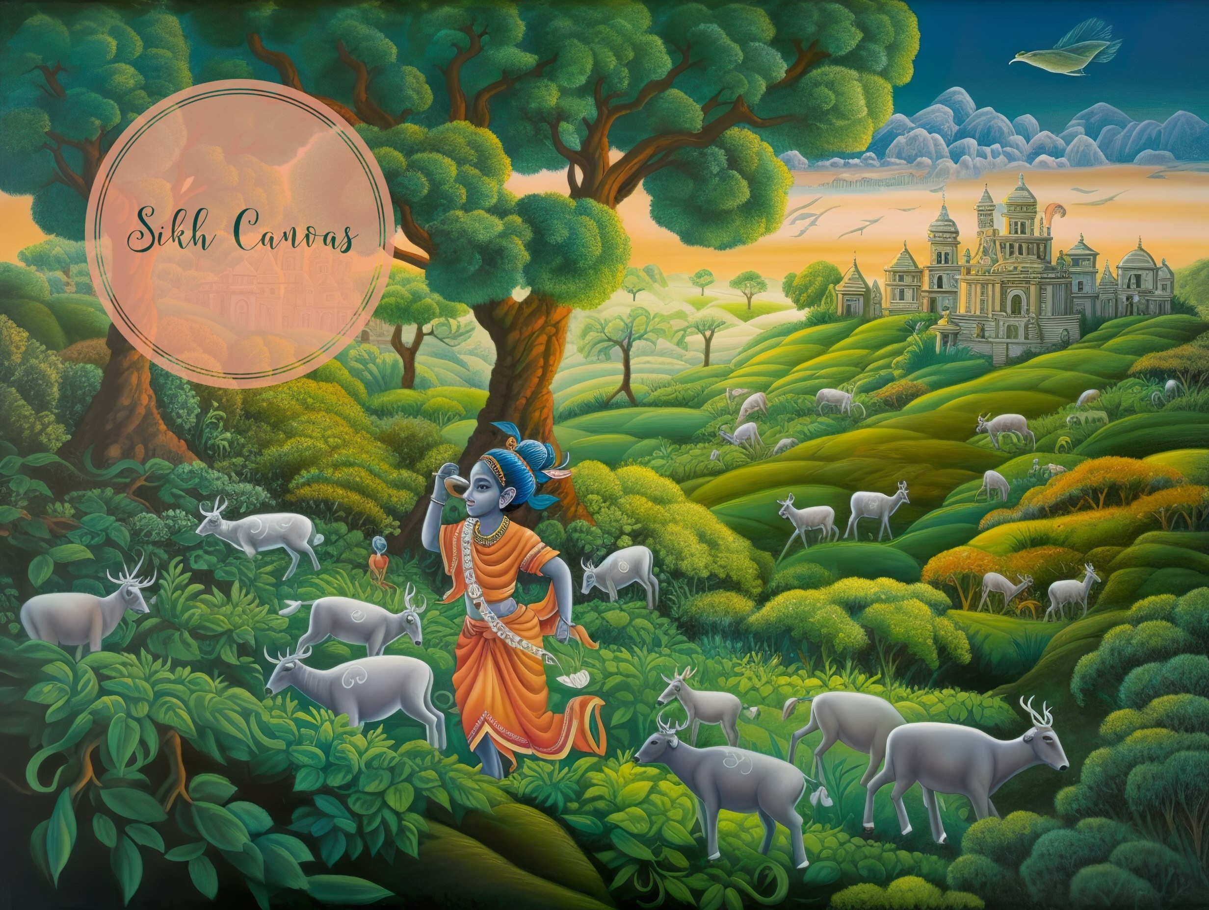 Hindu Digital Art Lord Krishna Art Flute Vrindavan Gardens Mathura ...