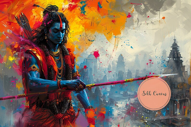 Hindu Digital Art Lord Rama Acrylic Paint Style Jai Shri Ram Hindu ...