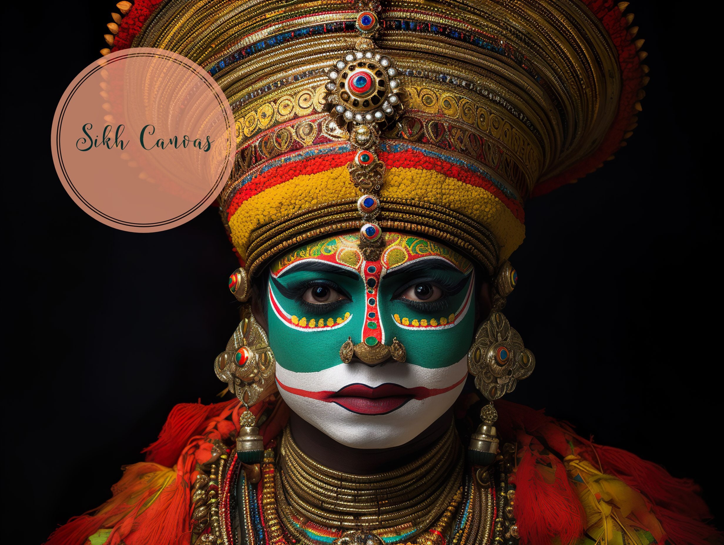 Kathakali Dancer Portrait, Malayalam Kerala Painting Indian Wall Decor ...