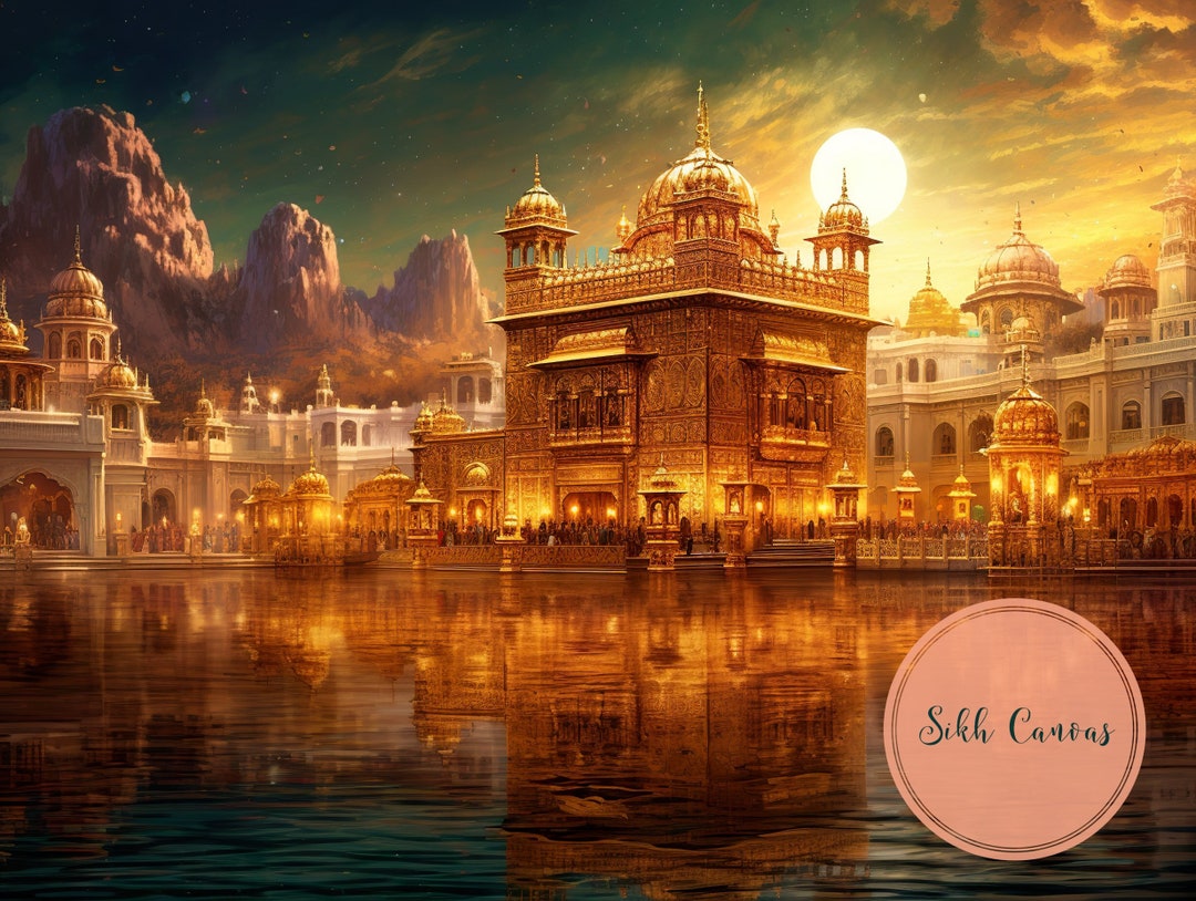 Sikh Digital Art Golden Temple Sketch Bright Shining Sikh Wall Decor ...