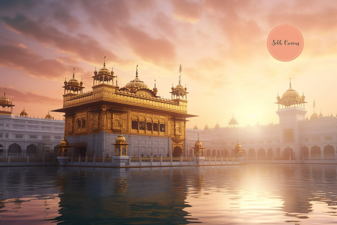 Sikh Digital Art Golden Temple Morning Golden Sky Sikh Wall Decor Sikh ...