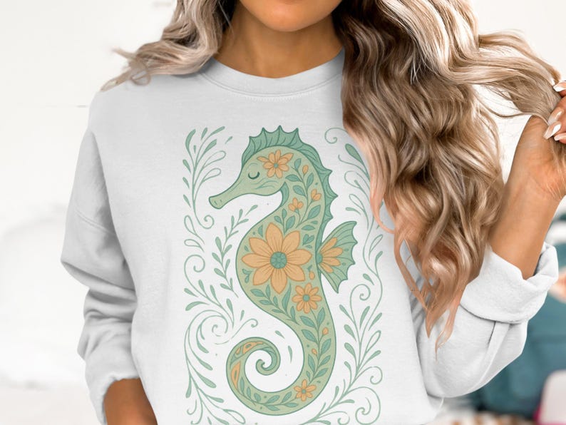Boho Seahorse PNG, Coastal Hippie Sublimation Design (digital Download ...