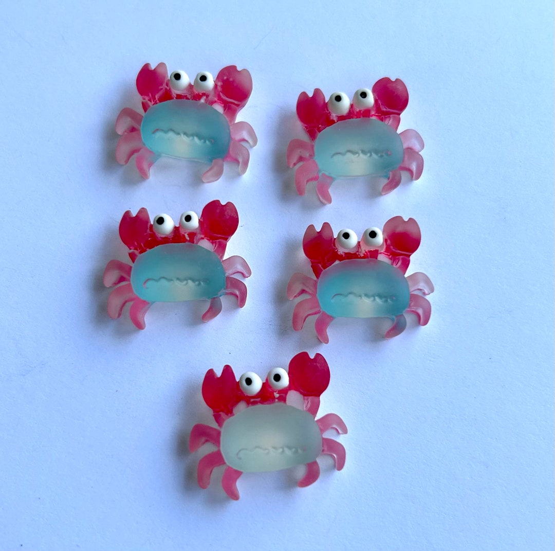 10 Resin Crab Cabochons - Pendants for Jewelry Making - Crab Charms for ...
