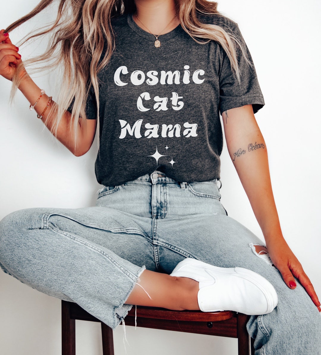 Cosmic Cat Mama Tshirt Starseed Graphic Tee Gift for Cat Kitten Lovers ...