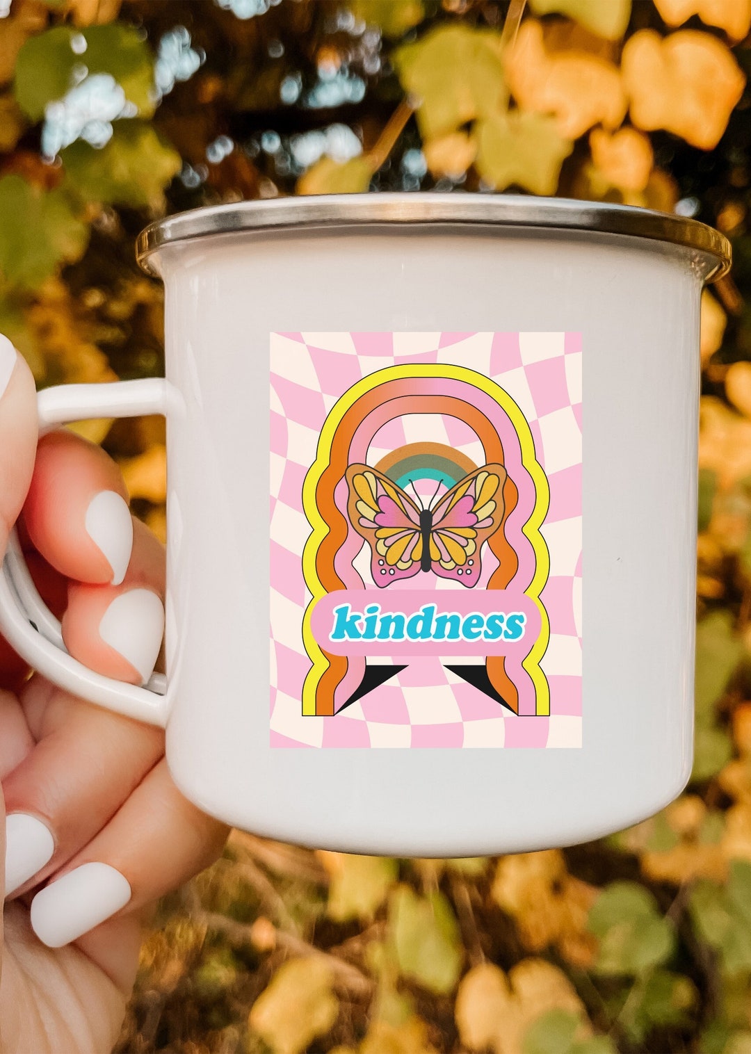 Retro Butterfly Kindness Enamel Rustic Camping or Festival Mug Gift for ...