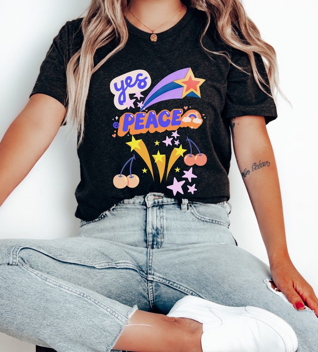 Yes Peace Tshirt, Zen Vibes Inspo Graphic Tee Gift for Friends Family ...