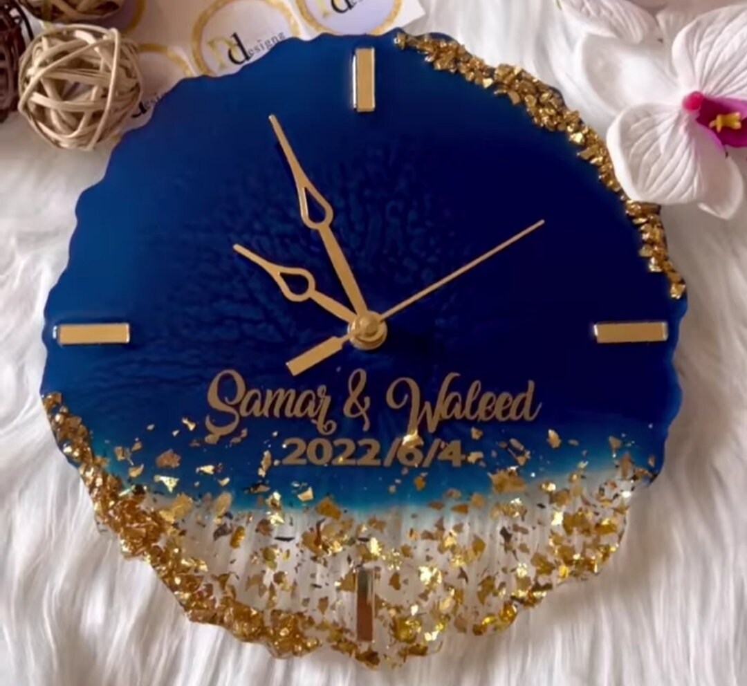 Customised Beautiful Resin Art Clock for Couples Wedding Gift - Etsy